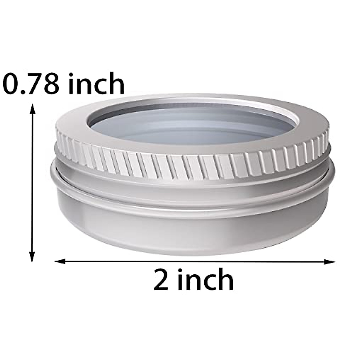 1 Ounce Aluminum Tin Jar 30 ml Refillable Containers Clear Top Screw Lid Round Tin Container Bottle for Cosmetic,Lip Balm, Cream, 12 Pcs.