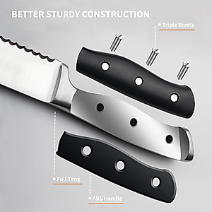 Alata Serrated Bread Knife with Stainless Steel Razor Sharp Wavy Edge Width - Bread Cutter Ideal for Slicing Homemade Bread, Bagels and Cake