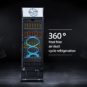 EKS 14 cu.ft. Commercial Refrigerators Glass Door 27'' W Drink Refrigerator Display Beverage Cooler Single Door Fridge Adjustable Shelves Drink Upright Merchandiser Reach In (1 Door, 14.72 cu.ft.)