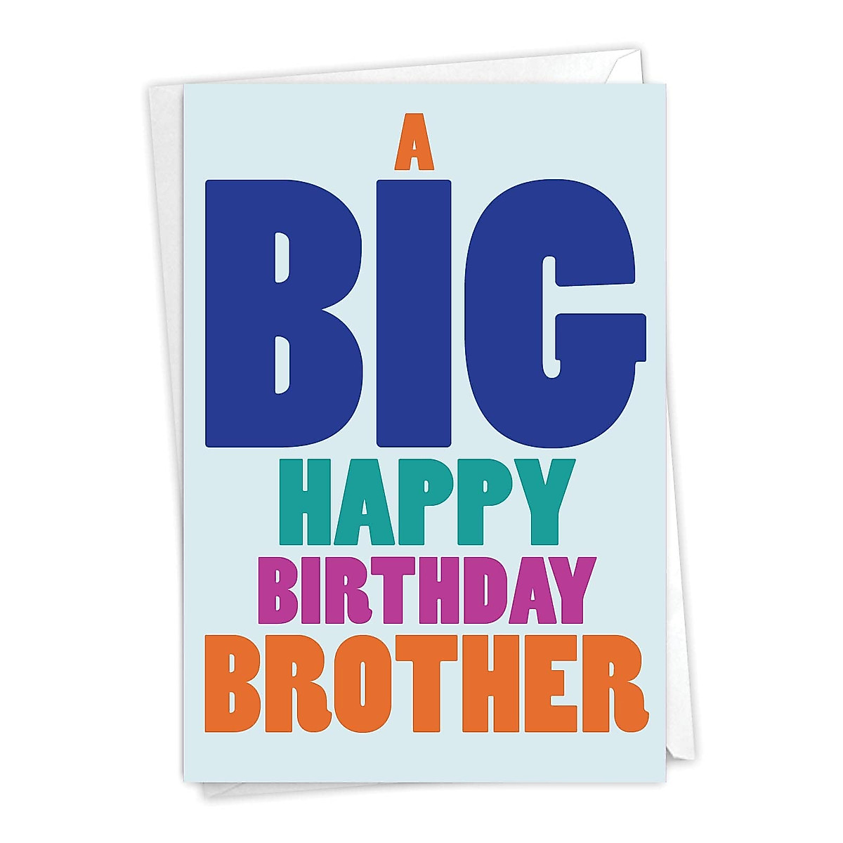 NobleWorks Birthday Brother Greeting Card with 5 x 7 Inch Envelope (1 Card) Big Happy Birthday Brother C5936BRG