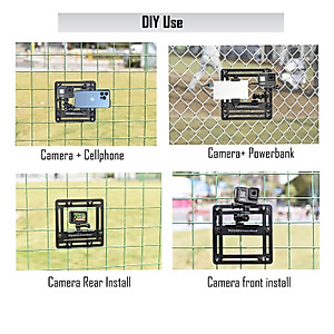 vgsion Camera Baseball Fence Mount for GoPro Hero 13, Mevo Start, Action Camera, Cell Phone, Ajustable, Secure Attachment,Support Recording While Charging Compatible with Insta360 X4, iPhone