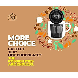 K&J Reusable K Cups Compatible with Keurig, 4 Pack, Black - Includes Freedom Clip for Compatibility With Keurig 2.0 Machines