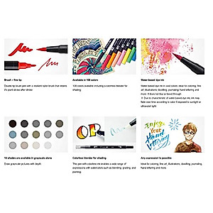 Tombow Dual Water Based Markers, Twin Tip, Primary Palette Assorted Inks, 10/Pack (56167)
