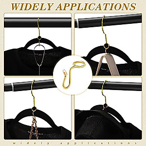 50 Pieces Clothes Hanger Connector Hooks, Metal Hanger Extender Hooks Hanger Hooks for Velvet Hangers Plastic Wooden Closet Space Saving (Gold, 50 Pieces)