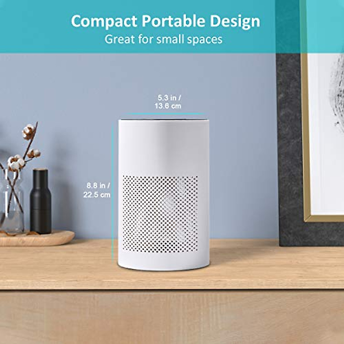 WSTA Portable Small Hepa Air Purifiers for Home,Bedroom,Office-White,W080C