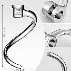 Dough Hook&Stainless Steel Spiral Dough Hook for 4.5 QT Tilt-Head Stand Mixer Kitchenaid Stand Mixer