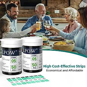 LPOW Blood Sugar Test Strips, 100 Count Test Strips for Diabetes, Use with LPOW Blood Glucose Monitor Only (Model: LPOW)