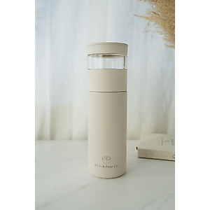 Insulated Tea Infuser Tumbler Thermos - Stainless Steel Travel Tea Mug with Lid | Cold Brew Coffee Mug Flask (RP24)