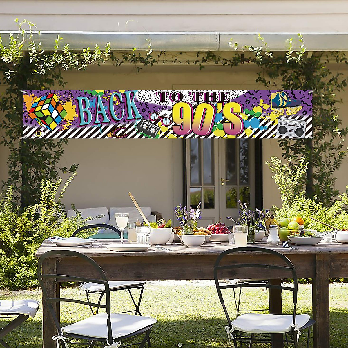 72.8 x 15.7 inches Sign Back to The 90s Theme Party Banner Decorations, Retro 90's Hip Hop Graffiti Backdrop Party Supplies, Throwback 90s Birthday Party Yard Sign Decor