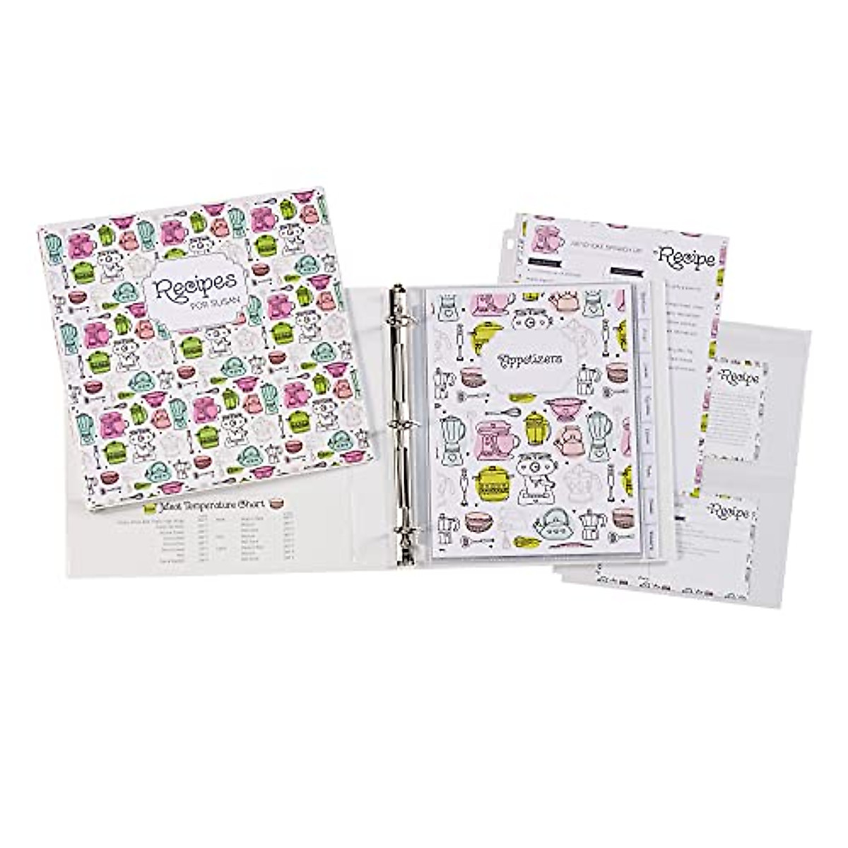 Avery Recipe Organizer Starter Kit, 8 Tab Dividers, 5 Recipe Card Protectors, 10 Sheet Protectors (19915)