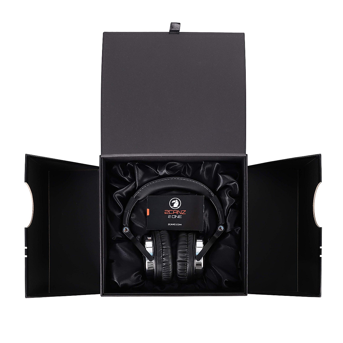 2CANZ Over-Ear Professional Wired DJ Headphones - 50mm Neodymium Drivers, Closed Back, Plush Comfrasoft Ear Cushions, 8-Way Adjustable Earpads, Foldable, and Joint Listening