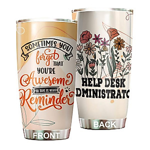 MEDROC Sometimes You Forget You're Awesome Help Desk Administrator Tumbler Stainless Steel 20oz, Office Gifts Women Men Work Friends Coworker, Driking Coffee Cup For Birthday Christmas