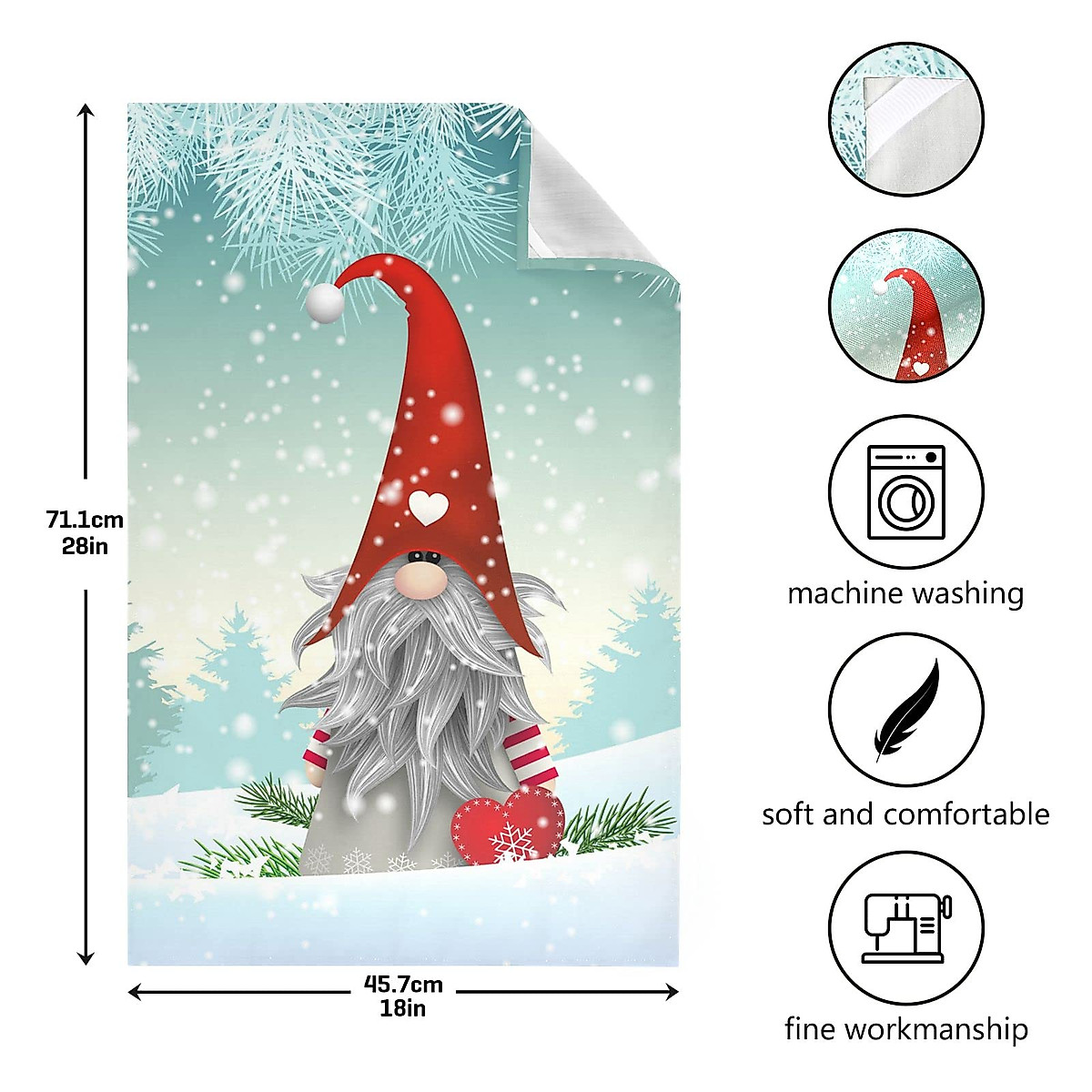 SLHKPNS Winter Gnome Kitchen Dish Towel Set of 4 Valentine's Day 18x28in Absorbent Dishcloth Reusable Cleaning Cloths for Household Use