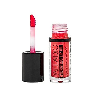 Palladio Hydrating Lip Oil Infused with Hyaluronic Acid, Non-Sticky Formula, Subtle shine with tinted sheer color, liquid lipstick, locks in moisture to prevent chapped lips 0.13 Oz. (BLING)