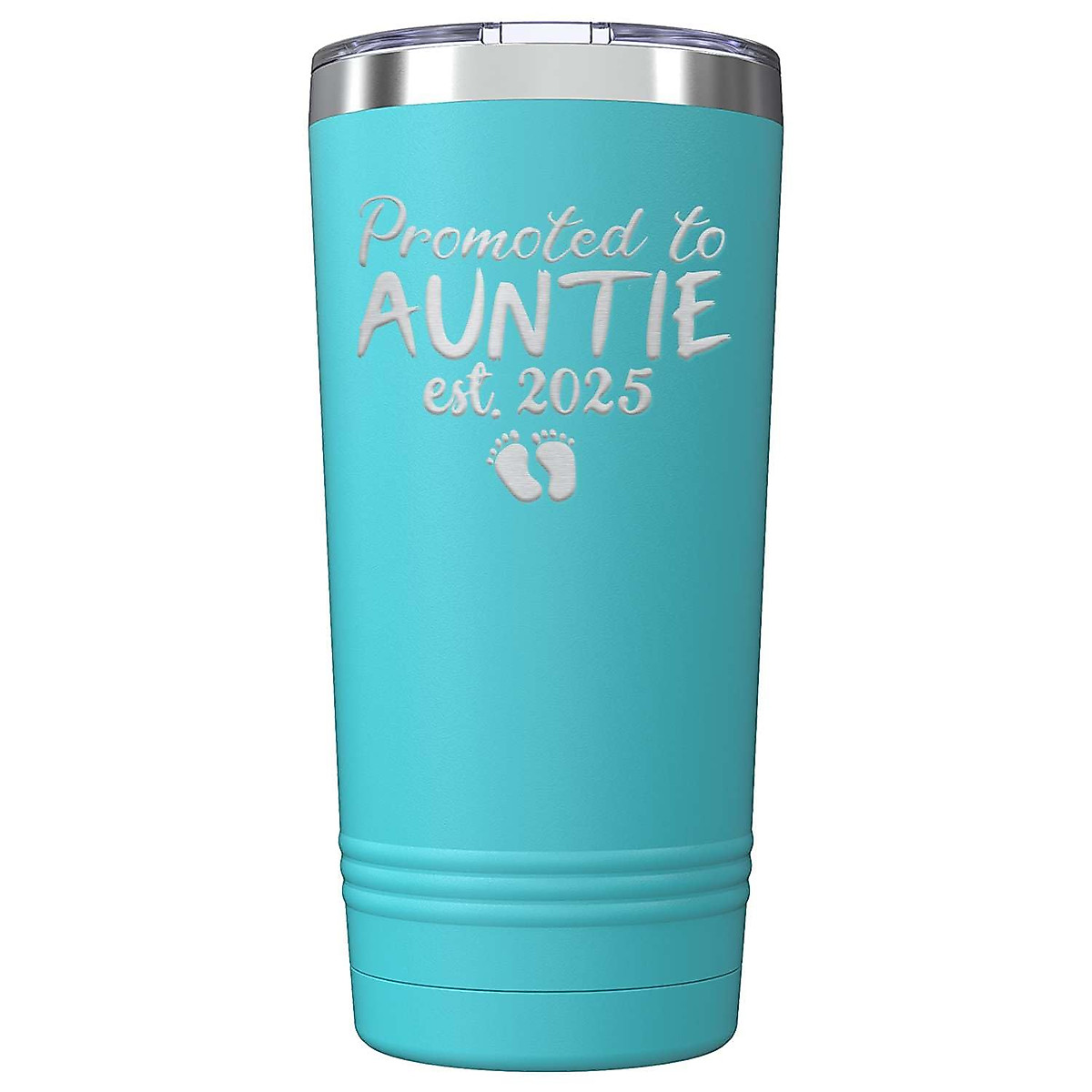 shop4ever Promoted to Auntie Est. 2025 Tumbler Insulated Tumbler 20 oz. with Lid, Stainless Steel Cups Travel Coffee Mug New Aunt Baby Announcement Gift (Teal)
