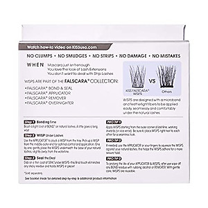 KISS Falscara DIY Eyelash Extension Lengthening Wisps - Featherlight Synthetic Reusable Artificial Eyelashes Multipack of 24 Mini Lash Clusters for that Authentic Eyelash Extension Look