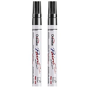 Overseas Permanent Paint Pens Black Markers - 2 Pack Single color Oil Based Paint Markers, Medium Tip, Quick Drying and Waterproof Marker Pen for Metal, Rock Painting, Wood, Plastic, Canvas, Mugs