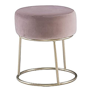 Linon Pink and Gold Vanity and Accent Dalilah Stool