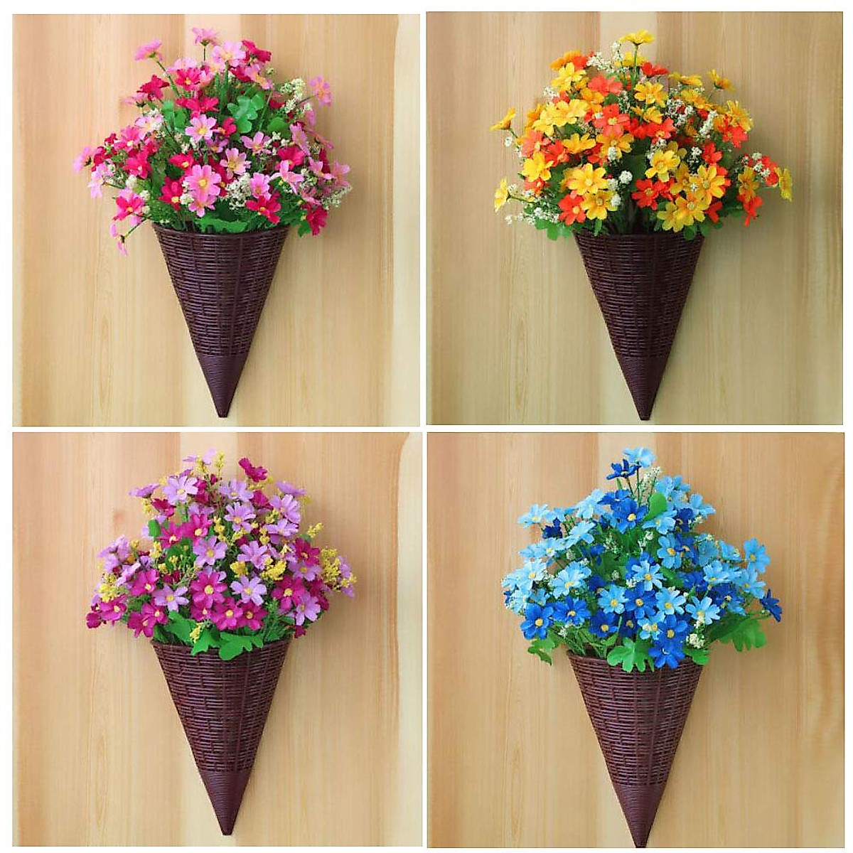 YEYSXSY Artificial Flowers Indoor Faux Silk Daisy Fake Flowers Greenery Shrubs Outdoor Plants for Hanging Planter Home Garden Wedding Porch Window Decorating 6Pcs