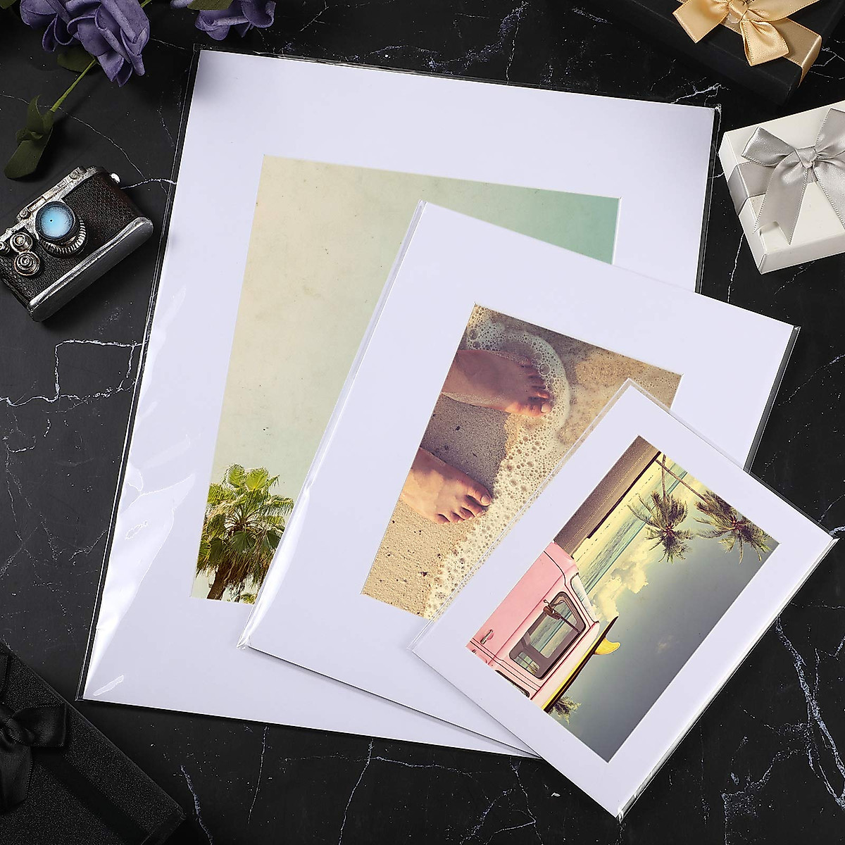 3 Mil Thick Crystal Clear Sleeves No Acid Storage Bags Transparent Sealing Bag for Art Photo Prints Framing Mats Mattes, 5 x 7 Inch, 8 x 10 Inch, 11 x 14 Inch (60 Pieces)