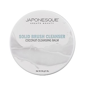 Japonesque Makeup Brush and Sponge Cleanser Balm, Coconut Scented, Solid, Mess-Free Formula, Travel Friendly