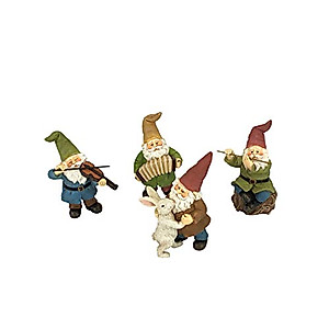 GlitZGlam Happy Gnomes Dancing Celebration! - 4- Piece Musical Garden Gnome Set for The Miniature Fairy Garden