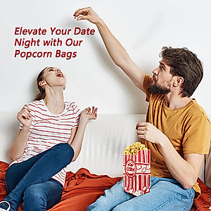 200 Pieces 1 OZ Popcorn Bags Classic Red & White Stripes Paper Popcorn Bags for Individual Servings Bulk Popcorn Bag for Carnival Themed Party, Movie Night, Birthday, Decorations (200)