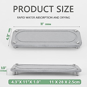 ZNOKIN Water Absorbing Stone Tray Instant Dry Sink Organizer Bathroom Kitchen Sink Sponge Holder Diatomaceous Earth Fast Drying Stone with Pedestal Stainless Steel Feet (Light Grey)