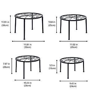 CADANI 4-Pack Decent Metal Plant Stands, Anti-Rust Iron Flower Pot Stand, Heavy Duty Plant Pot Shelf, Decoration Racks for Home Indoor and Outdoor