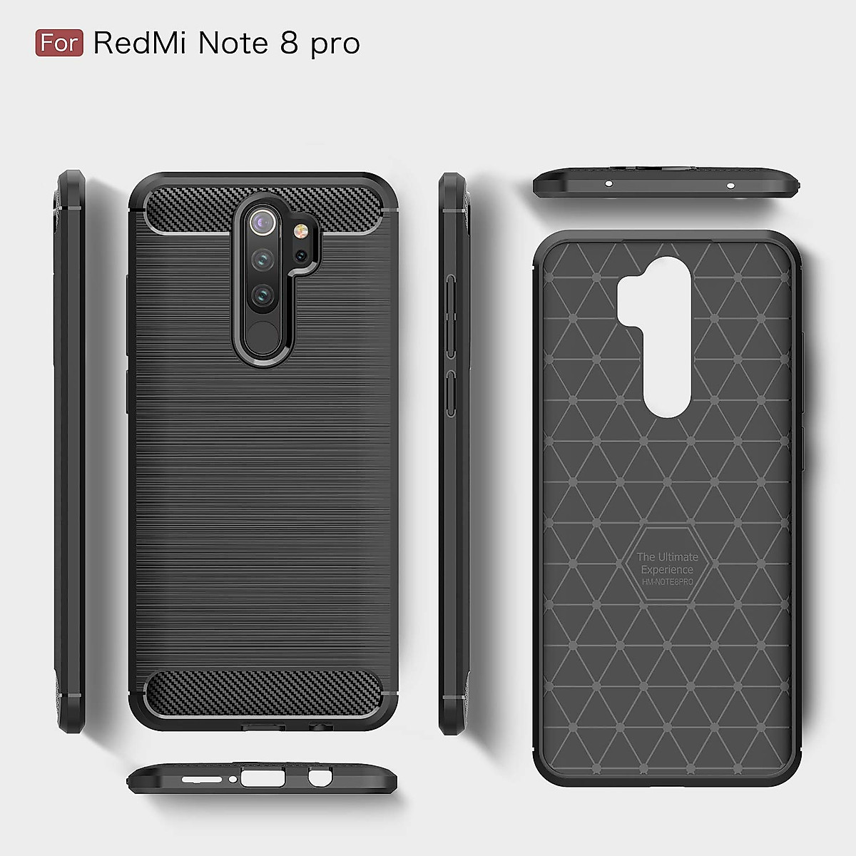 CruzerLite Case Compatible with Xiaomi Redmi Note 8 Pro Case, Carbon Fiber Texture Design & Leather Texture Back Cover Anti-Scratch Shock Absorption Case Made for Xiaomi Redmi Note 8 Pro (Black)