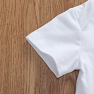 Mioliknya 3PCS Newborn Baby Girl Daddy's Fishing Buddy Short Sleeve Romper Bodysuit Floral Pants Leggings Hat Outfits (Rose Red, 0-3 Months)