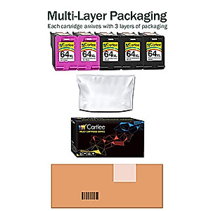 Cartlee Remanufactured Ink Cartridge Replacement for HP 64 XL 64XL for Envy Photo 6252 6255 6258 7120 7155 7158 7164 7800 7855 7858 7864 Inkjet Printers Combo Pack (3 Black, 2 Tri-Color)