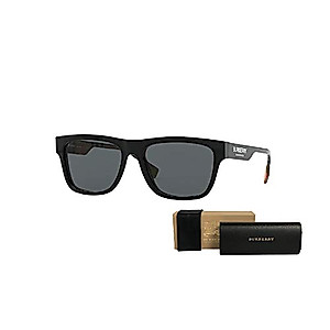 BURBERRY BE4293 377381 56M Black/Polarized Grey Square Sunglasses For Men+ BUNDLE with Designer iWear Complimentary Care Kit