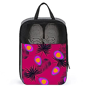 Frcavbin Tropical Avocado And Leaves Travel Shoe Bag Shoes Carrier with Handle and Zipper Foldable Shoe Puches Organizer for Home storage School starts