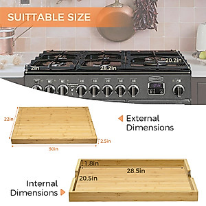 Noodle Board Stove Cover - Bamboo Wood Stove Top Covers for Electric Stove and Gas Stove - Sink Cover RV Stove Top Cover - 30"L x 22"W x 2.5"Th Raised Cutting Board with Juice Grooves
