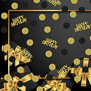 Happy Birthday Party Confetti for Table Glitter Black and Gold Birthday Table Confetti,Sprinkling Scatter Circle Dots Birthday Confetti Paper for Birthday Party Table Confetti Decorations (100 PCS)
