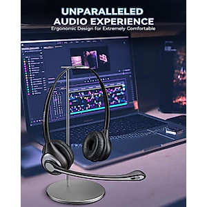 Wantek Corded Telephone Headset Dual w/Noise Canceling Mic + Quick Disconnect Compatible with ShoreTel Zultys NEC Aspire Dterm Nortel Norstar Meridian Siemens ROLM Packet8 Landline Deskphones(602QS2)
