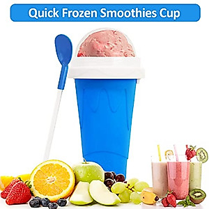 Slushie Cup Maker, Squeeze DIY Quick Frozen Magic Cup Slushy Ice Cream Maker Machine With Lids And Straws Double Layer Squeeze Cups Slushy Maker for Kids/Adults (pink)