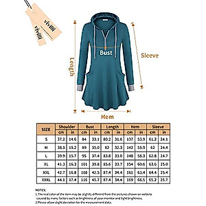 Vivilli Women's Thin Tunic Hoodies Long Sleeve Zip Up Sweatshirts Pullover Blouse Tops (Multi Black, XXX-Large)
