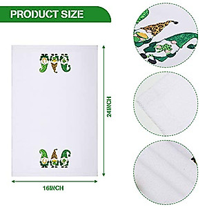 Boao 2 Pieces St. Patrick's Day Dishtowel Gnome Towel Shamrock Kitchen Dishcloth Decorative Bathroom Towel for Kitchen Home Supplies, 16 x 24 Inches