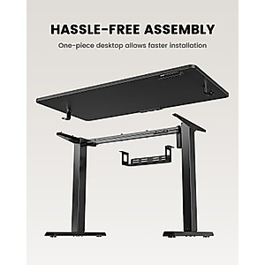 ErGear Whole Piece Standing Desk, 40x24 inch Adjustable Stand Up Desk with Cable Management Tray, Electric Computer Desk Workstation for Home Office, Black, EGESD63B