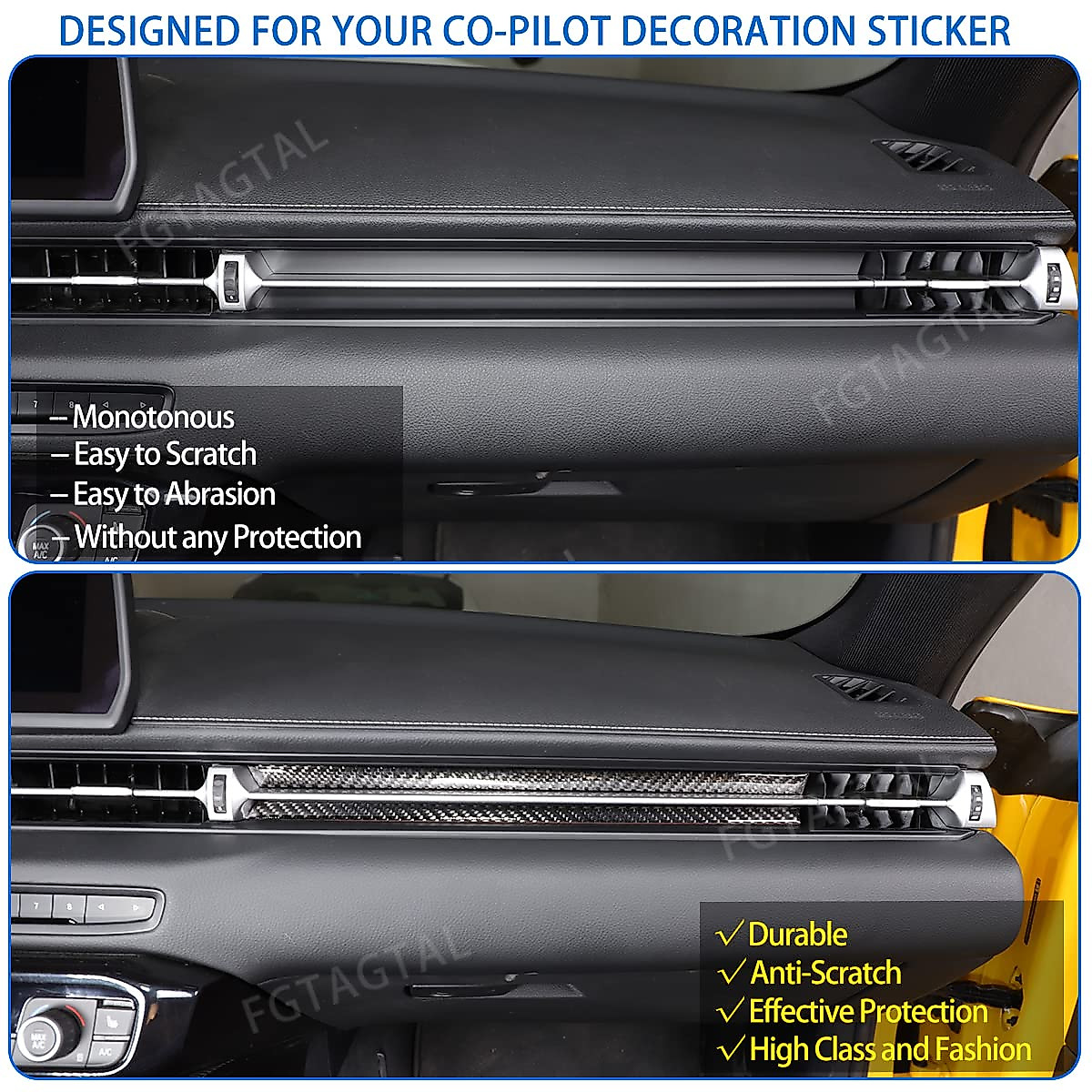 Fit for Toyota Supra GR A90 A91 MK5 2019-2024 Real Carbon Fiber Co-Pilot Center Console Decoration Sticker, Car Center Console Air Outlet Trim Cover Sticker, 2PCS