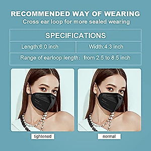 YOTU Kn95 Face Mask Black,5-ply Cup Dust Mask,Breathable & Comfortable,Filter Efficiency ≥95% (Black-50pcs)
