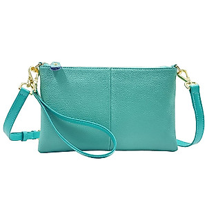 Beurlike Leather Wristlet Wallet Clutch Purses For Women Small Crossbody Phone Bags (Teal)