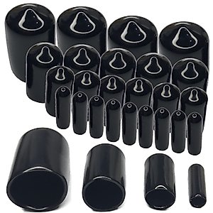40pcs Round Rubber End Caps 1/8" 1/4" 3/8" 1/2" Black Vinyl Cover Bolt Screw Thread Protectors Assortment Kit
