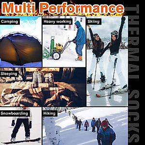 Busy Socks Winter Warm Thermal Socks for Men Women Extra Thick Insulated Heated Crew Boot Socks for Extreme Cold Weather, Large, 1 Pair Light Grey Striped