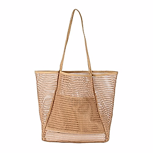Freie Liebe Beach Tote Bags for Women Mesh Summer Large Shoulder Bag