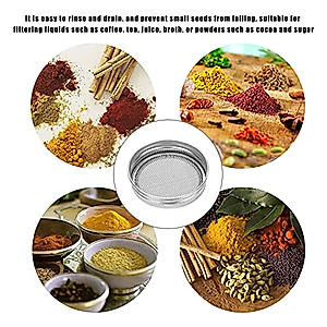 Canning Jar Lid Strainer Filter Lids Mason Jar 2Pcs Stainless Steel Accessory Cover Mouth Jars Sprouter for Sprouting Lid Regular Germination Kits (70mm)