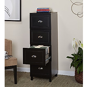 Target Marketing Systems Bradley Collection File Cabinet, Modern Document Organizer, Printer Stand for Home, Office and Study Room, 4 Drawer, Midnight Black