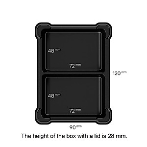 UniqTraySystem 5-Pack Token Two-Cell Box for Board Game Pieces, Meeples, Dice, Tokens (5 modular trays with a transparent removable lid)